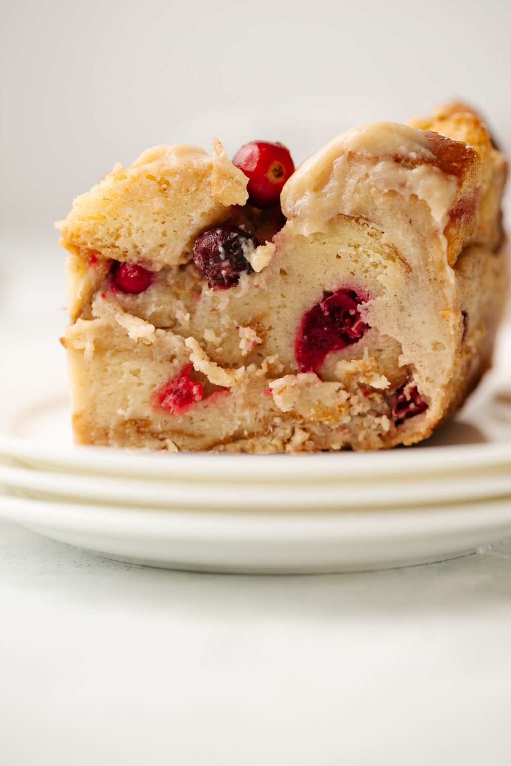 Cranberry Bread Pudding with Homemade Caramel Sauce